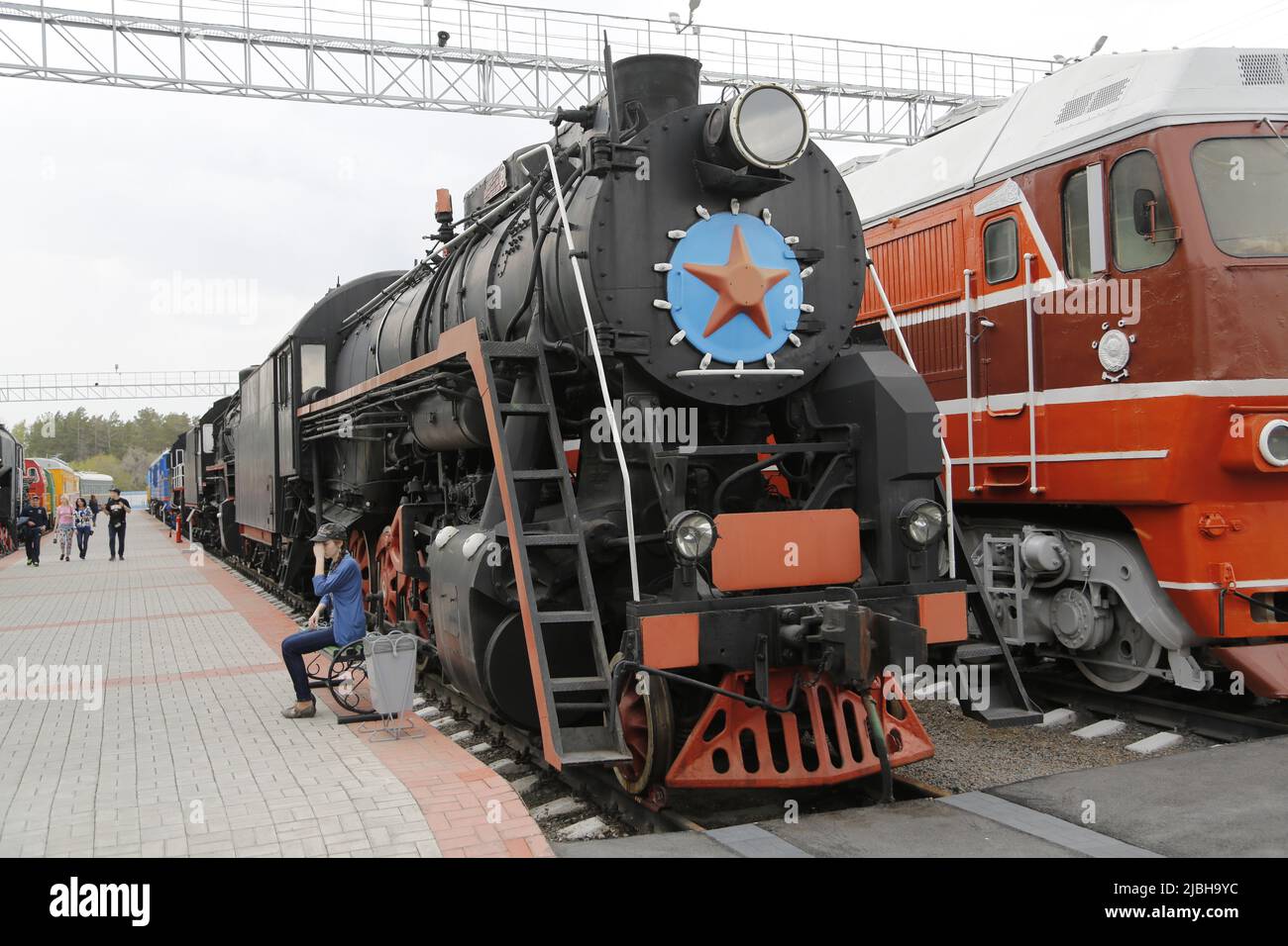 Historic Russian steam locomotive, photographed in the Museum for ...