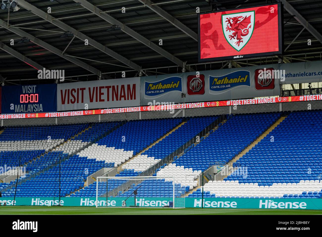 CARDIFF, WALES - 05 JUNE 2022: General view of the Cardiff City Stadium ...