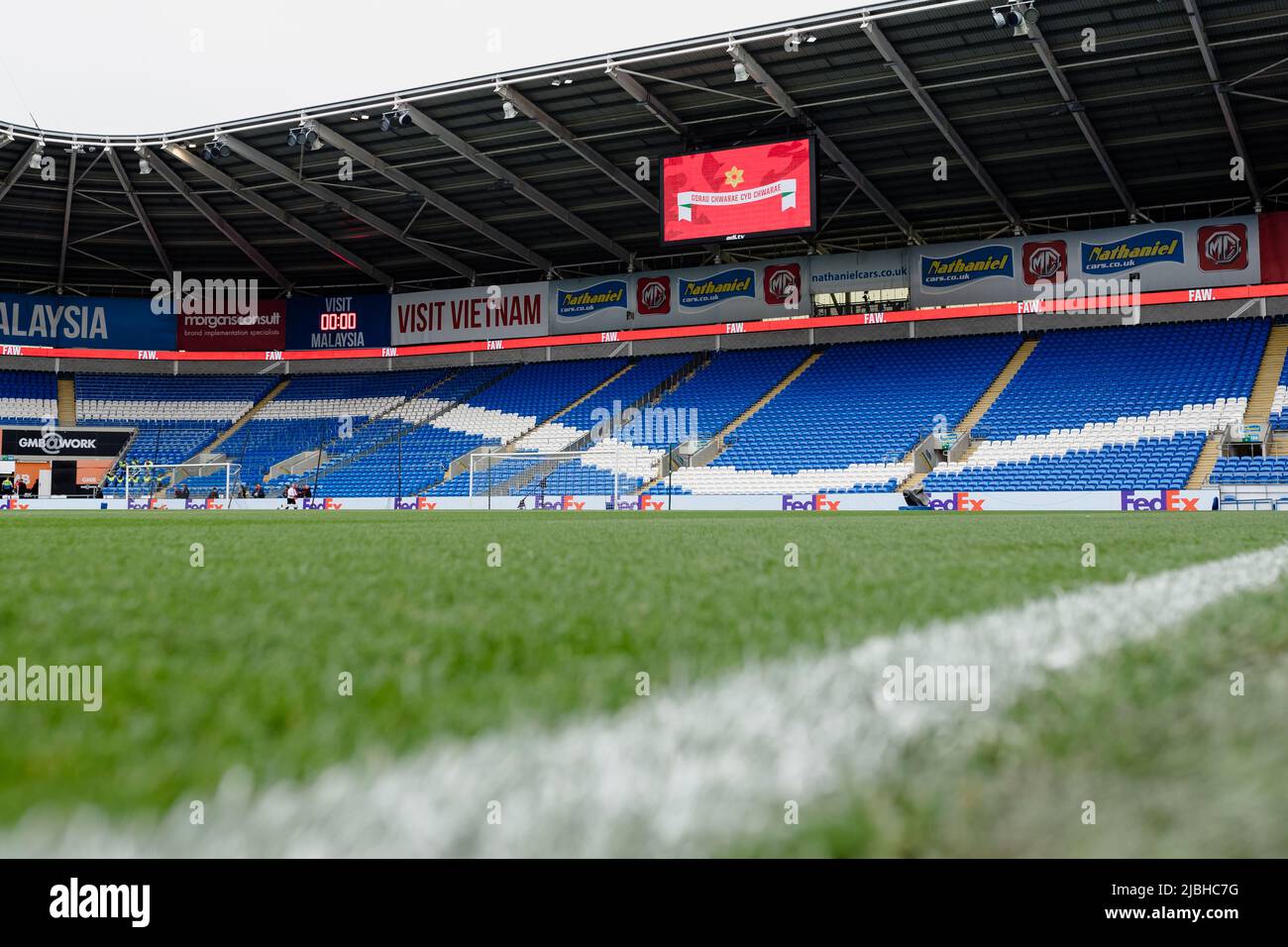 CARDIFF, WALES - 05 JUNE 2022: General view of the Cardiff City Stadium ...