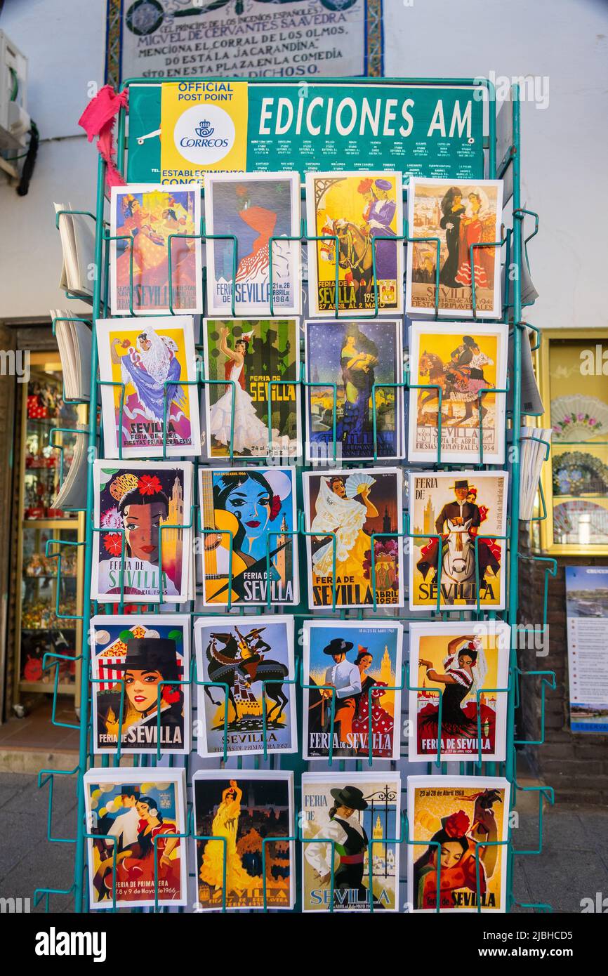 Tourist Postcards For Sale In A Souvenir Shop In Seville City Centre ...