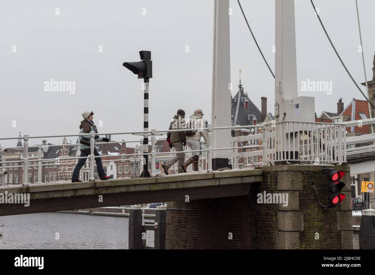 Gravestenenbrug the famous drawbridge across River Spaarne, Haarlem ...