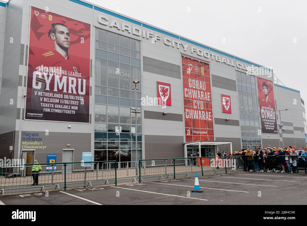 CARDIFF, WALES - 05 JUNE 2022: Branding on the stadium prior to the ...