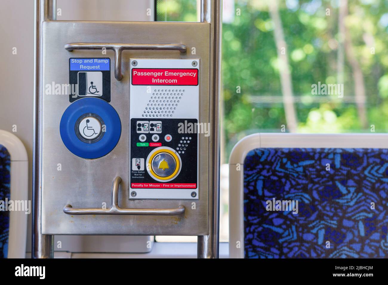 Passenger emergency board inside a modern Bombardier streetcar Stock ...