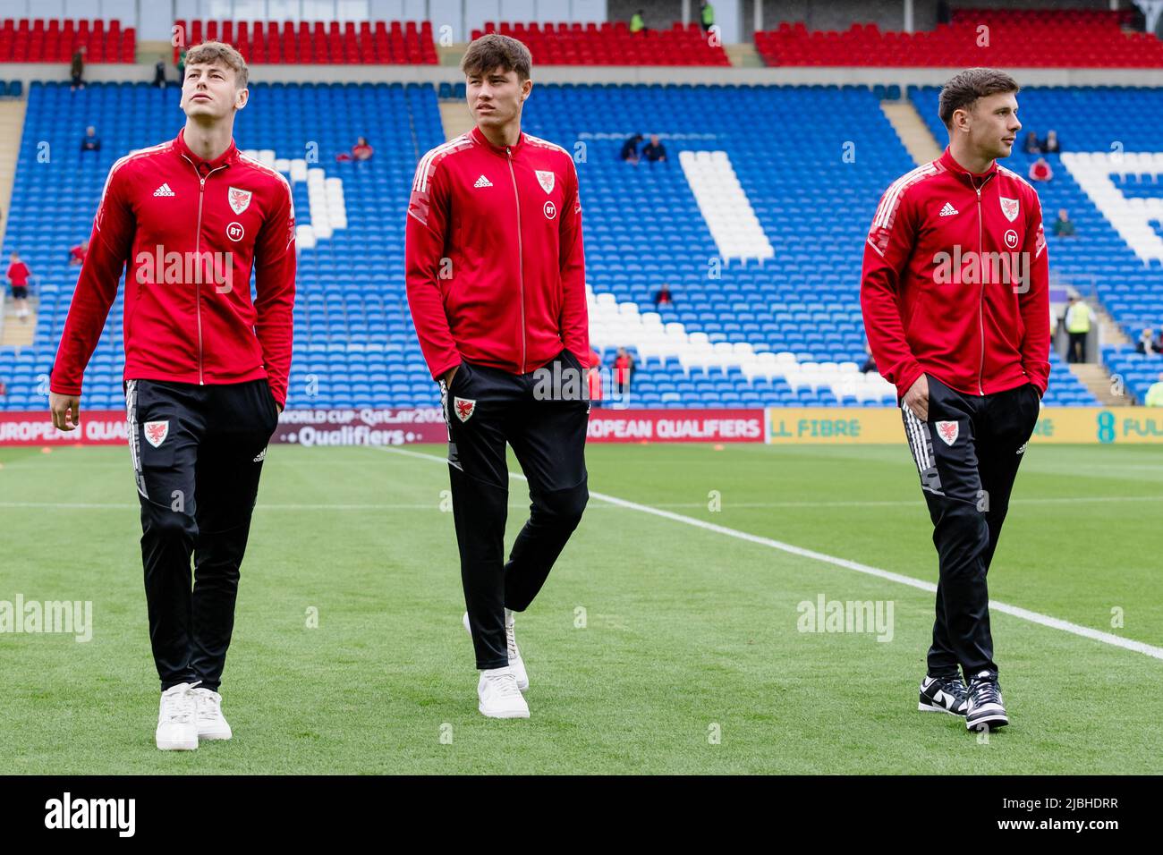 CARDIFF, WALES - 05 JUNE 2022: Wales' Oli Denham, Wales' Rubin Colwill ...