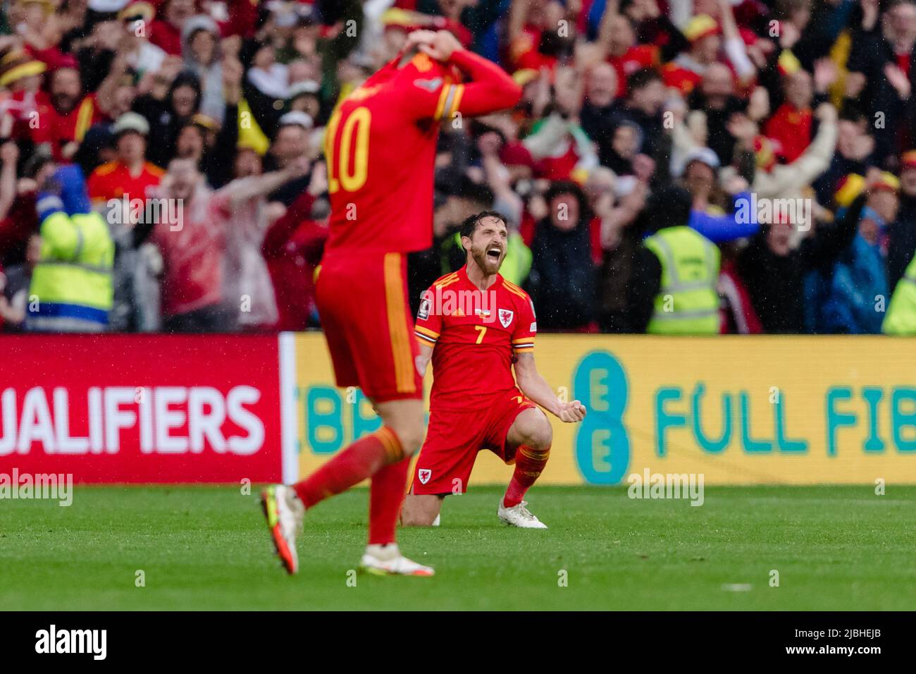 CARDIFF, WALES - 05 JUNE 2022: Wales' Joe Morrell and Wales' Gareth ...