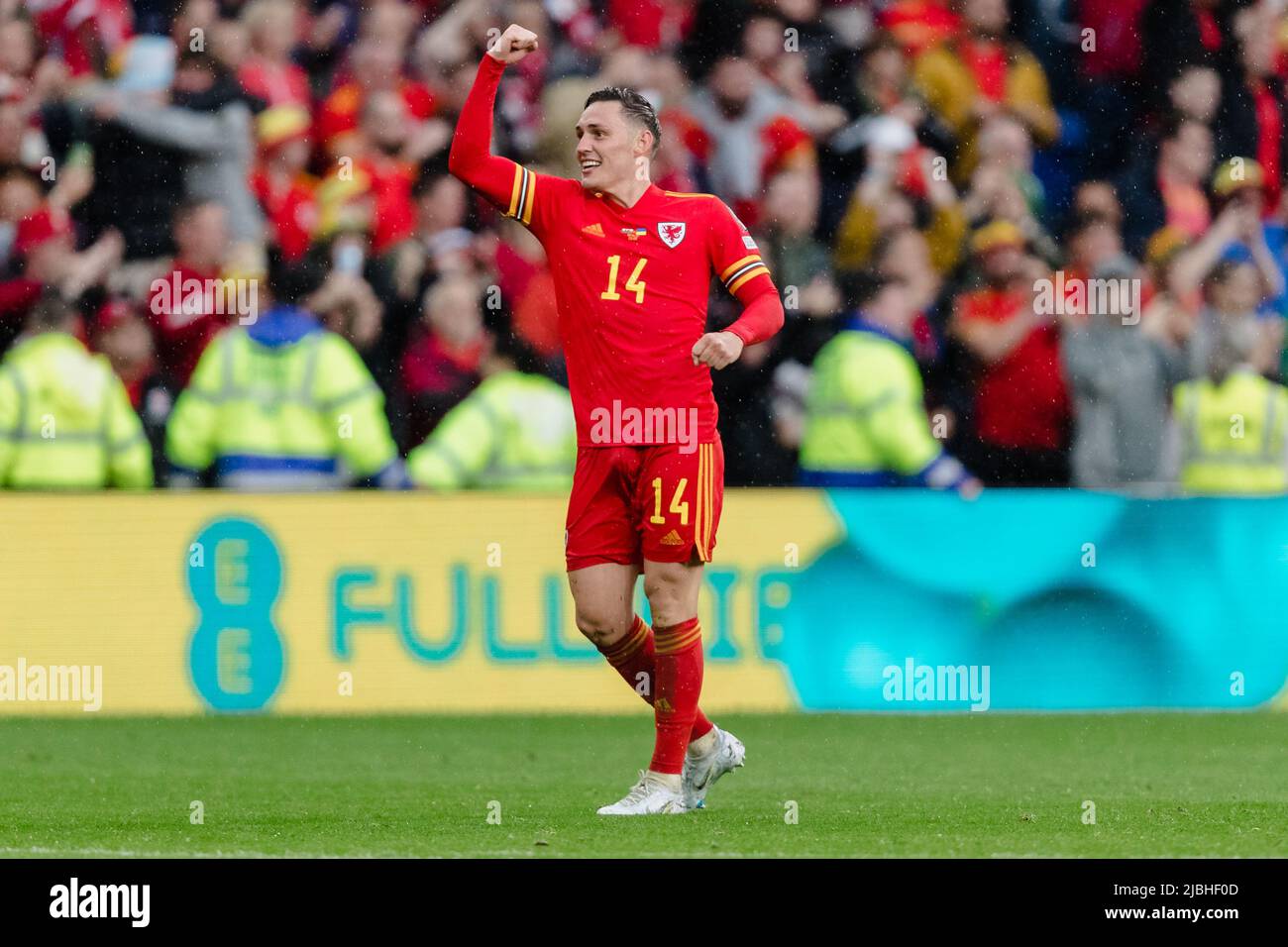 CARDIFF, WALES - 05 JUNE 2022: Wales' Connor Roberts celebrate after ...