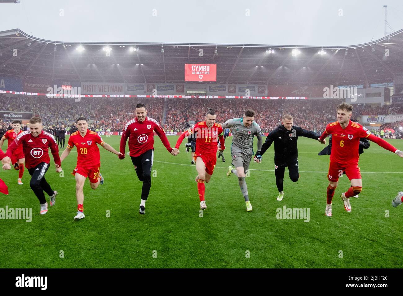 CARDIFF, WALES - 05 JUNE 2022: Wales' Gareth Bale and Wales celebrate ...