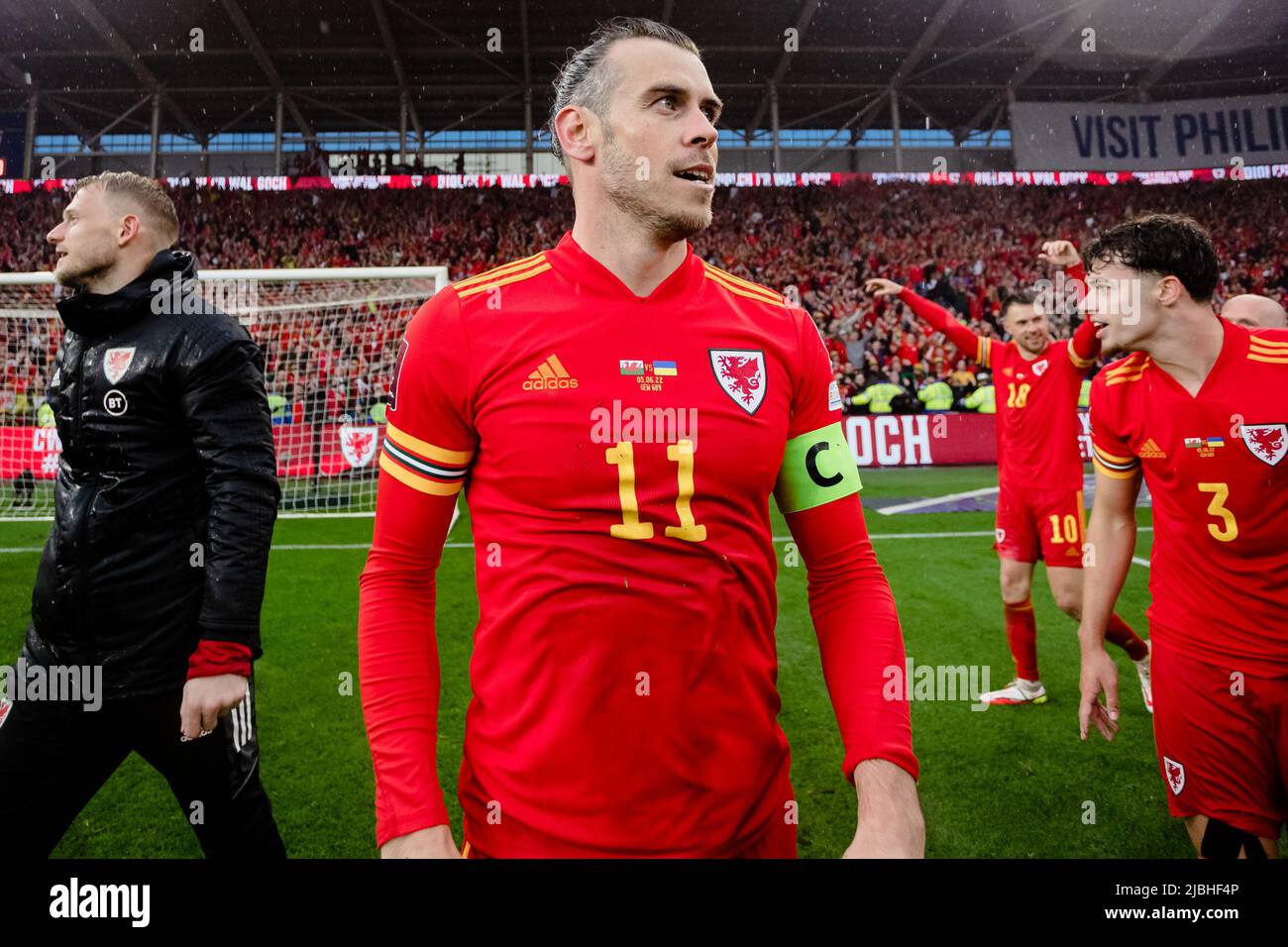 CARDIFF, WALES - 05 JUNE 2022: gbcelebrates after beating Ukraine 1-0 ...