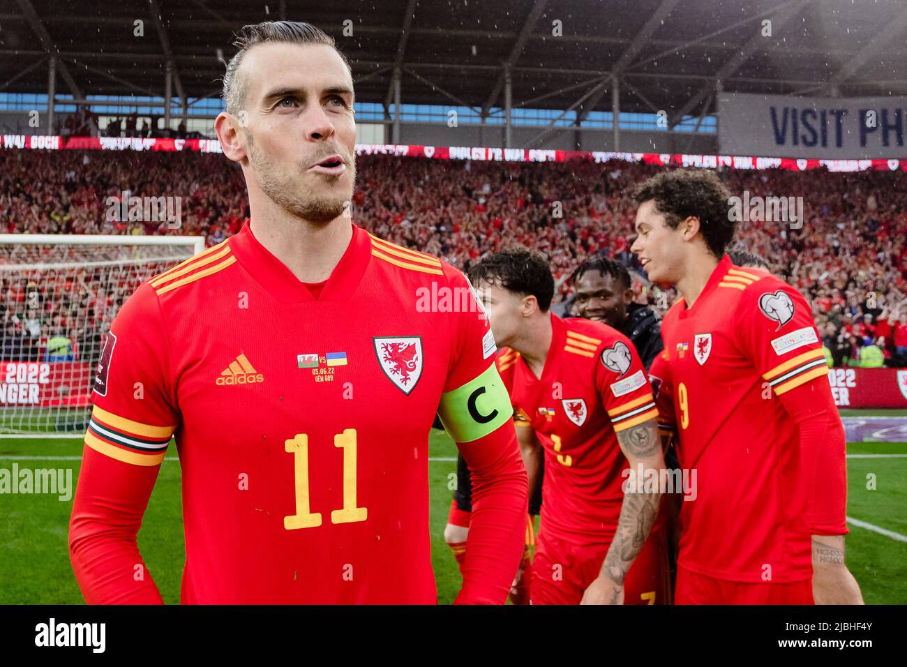 CARDIFF, WALES - 05 JUNE 2022: gbcelebrates after beating Ukraine 1-0 ...