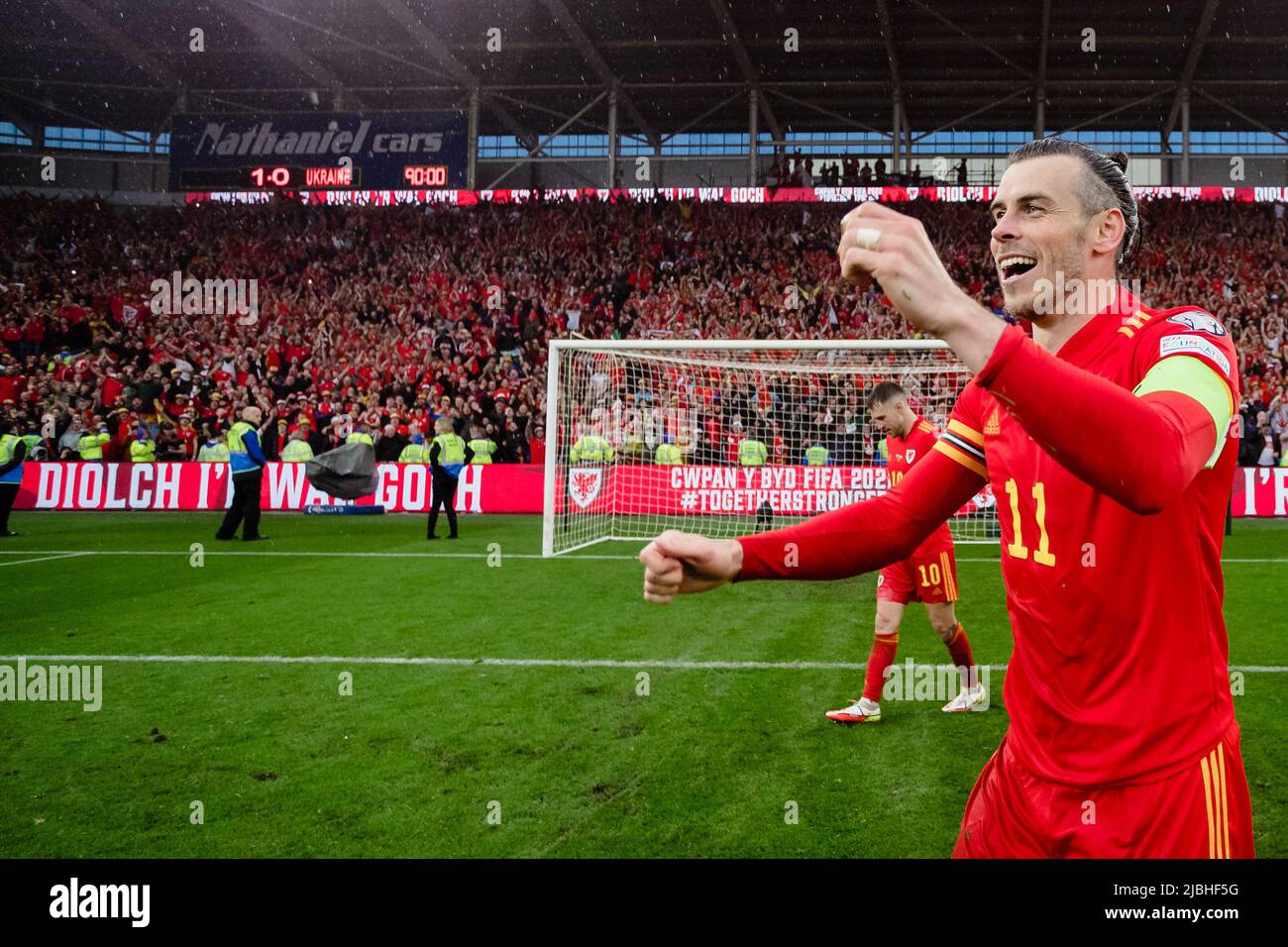 CARDIFF, WALES - 05 JUNE 2022: gbcelebrates after beating Ukraine 1-0 ...