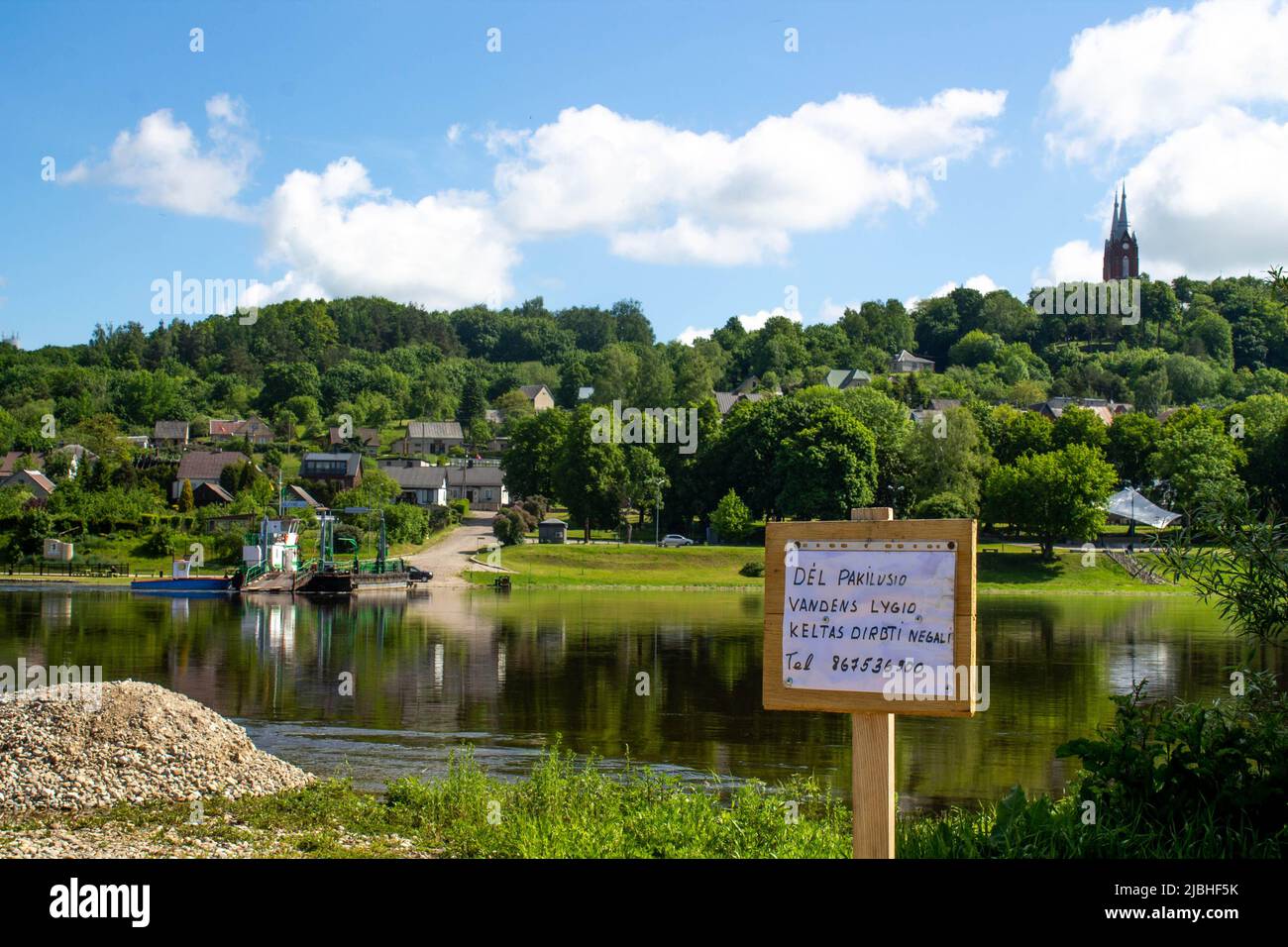 Ferry across Nemunas, Memel river in Lithuania not working due to flood ...