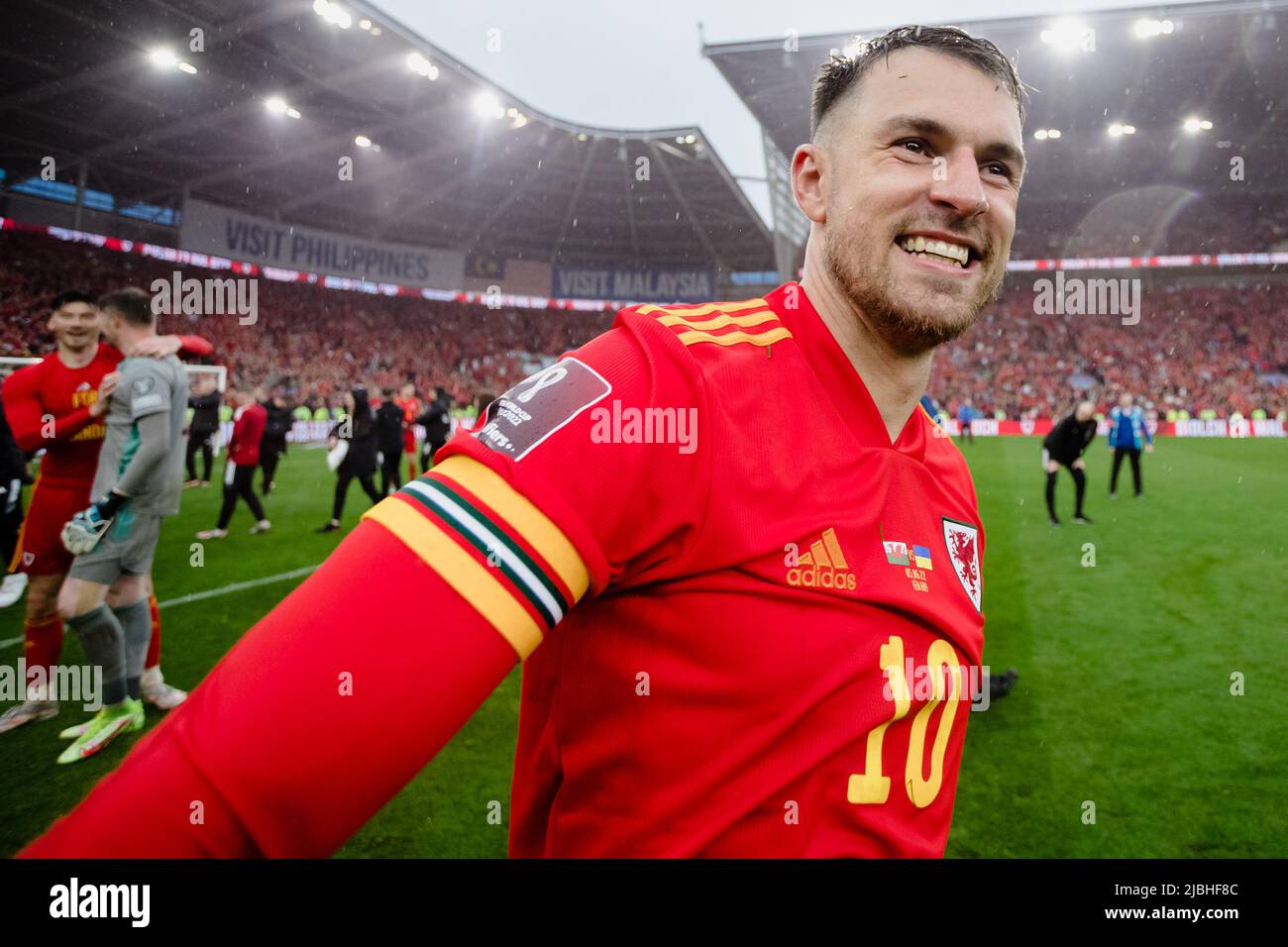 CARDIFF, WALES - 05 JUNE 2022: Wales' Aaron Ramsey celebrates after ...