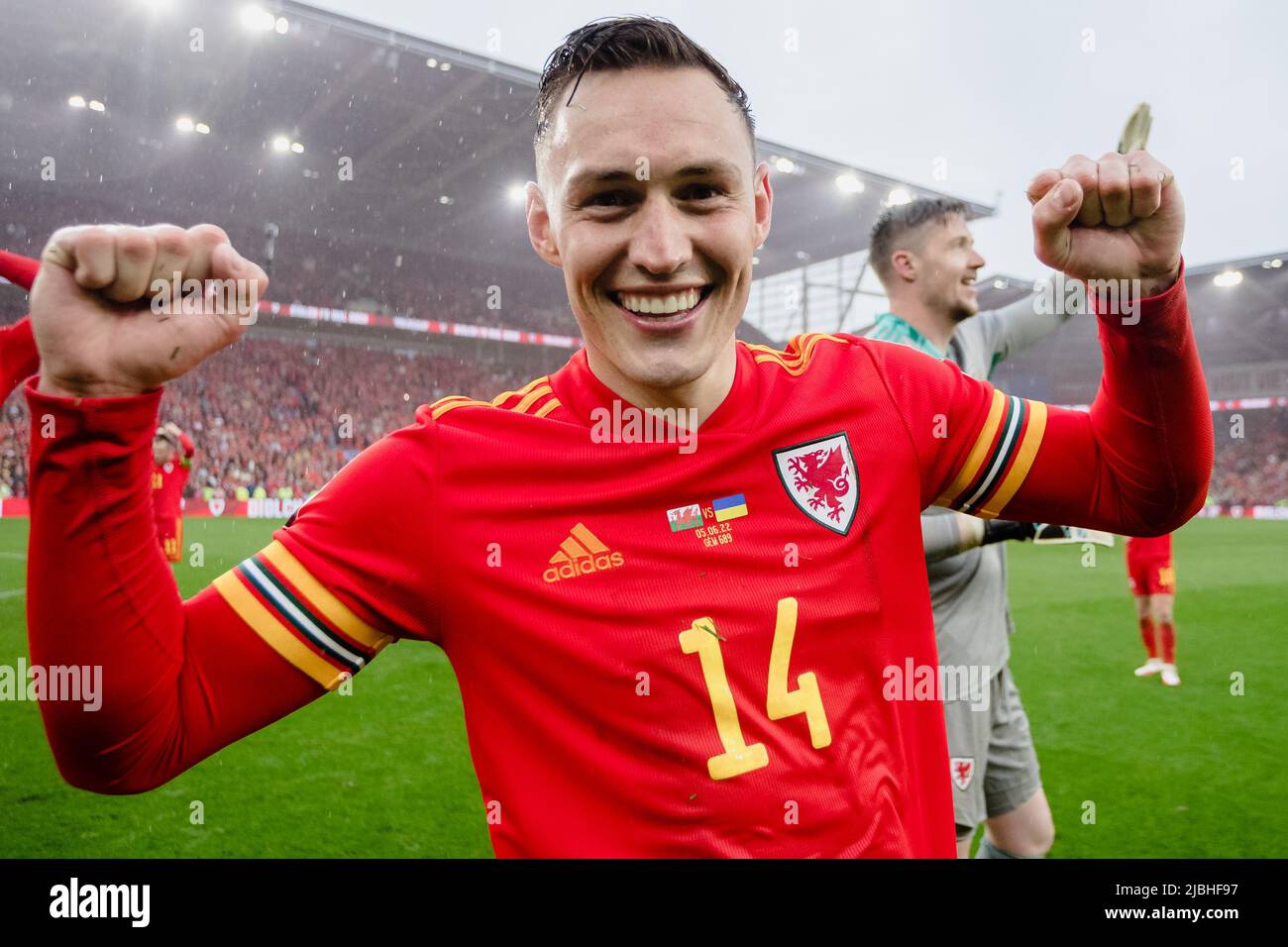 CARDIFF, WALES - 05 JUNE 2022: Wales' Connor Roberts celebrates after ...