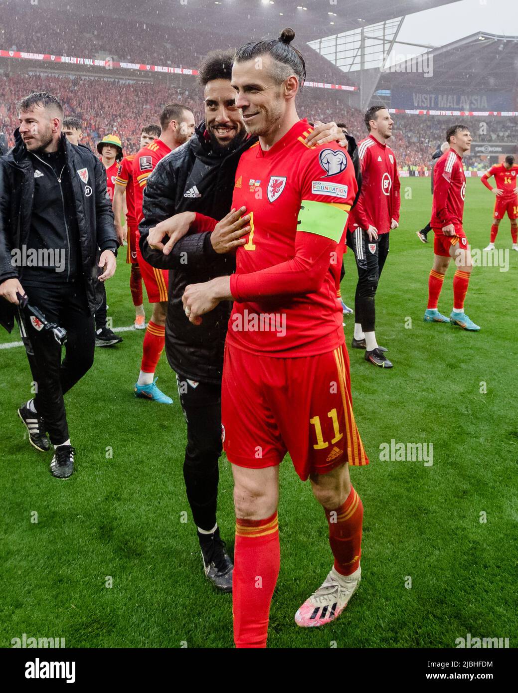 CARDIFF, WALES - 05 JUNE 2022: Wales' Sorba Thomas and Wales' Gareth ...