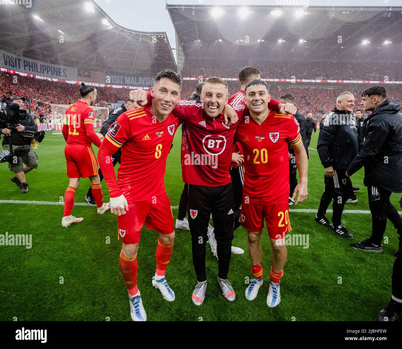 CARDIFF, WALES - 05 JUNE 2022: Wales' Harry Wilson, Wales' Joe Morrell ...