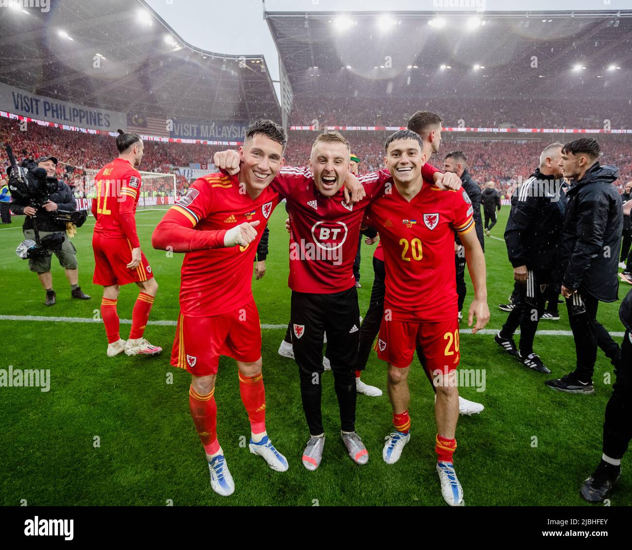 CARDIFF, WALES - 05 JUNE 2022: Wales' Harry Wilson, Wales' Joe Morrell ...