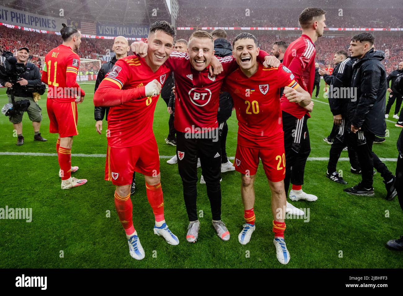 CARDIFF, WALES - 05 JUNE 2022: Wales' Harry Wilson, Wales' Joe Morrell ...
