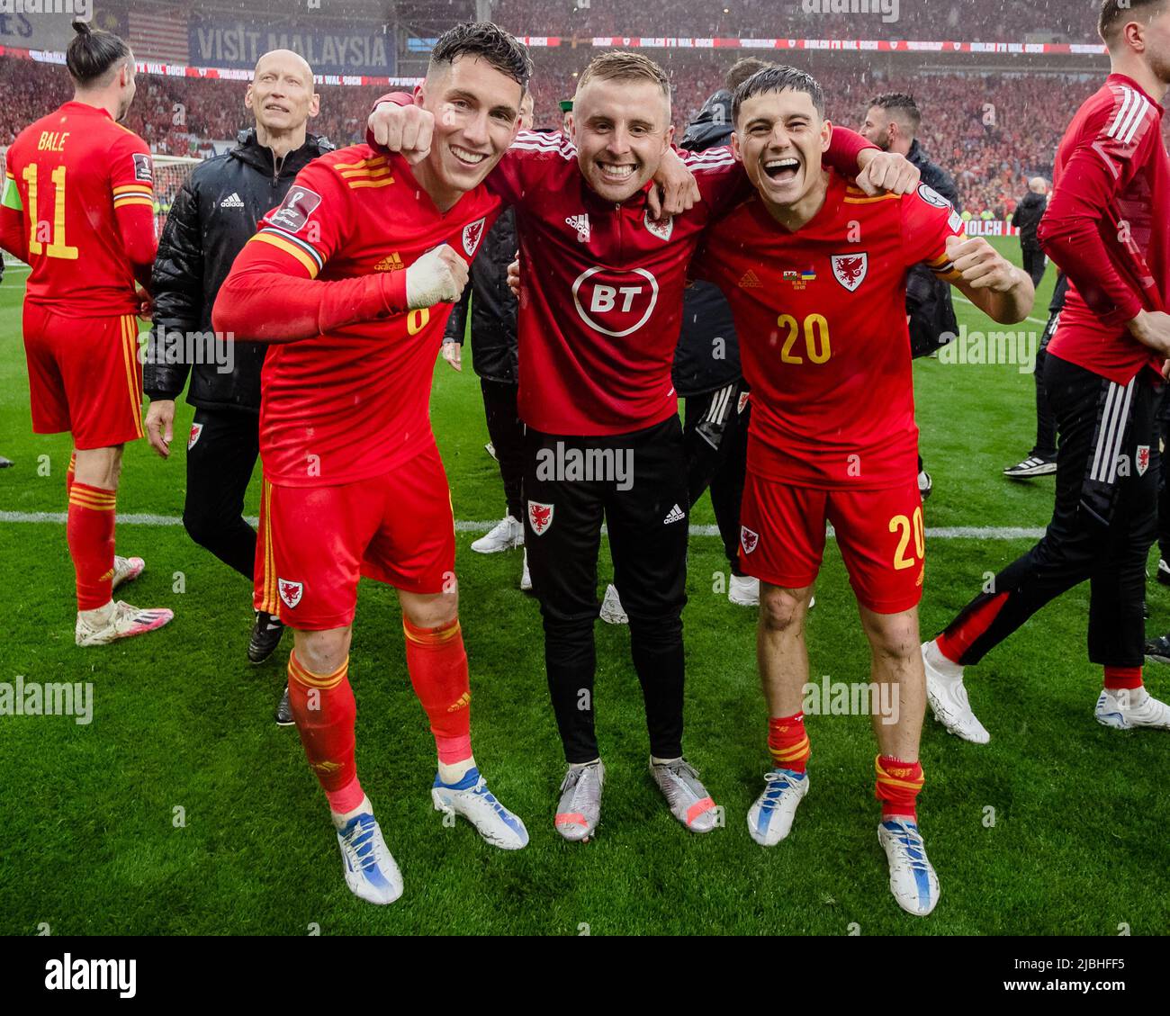 CARDIFF, WALES - 05 JUNE 2022: Wales' Harry Wilson, Wales' Joe Morrell ...