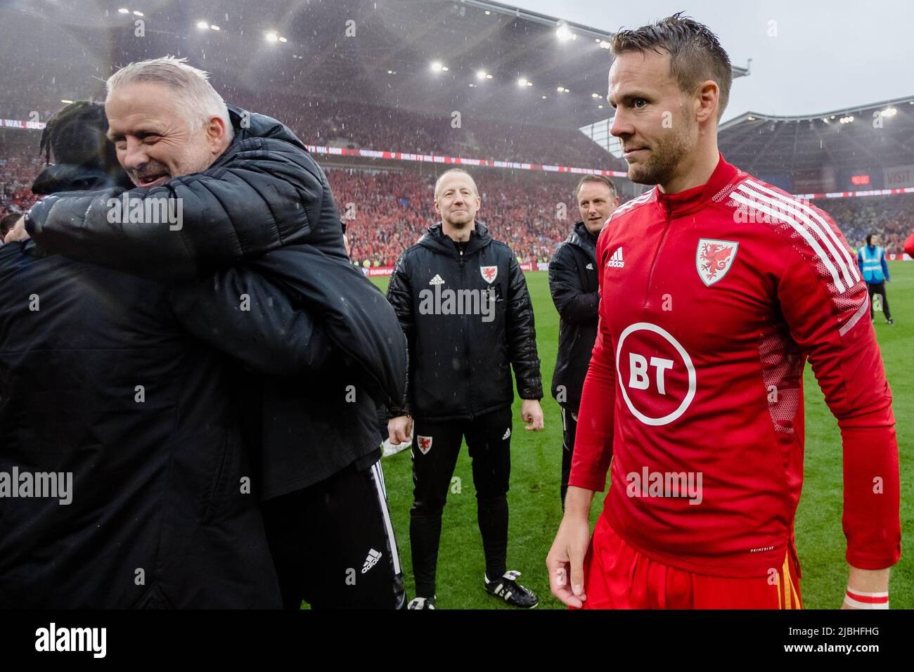 CARDIFF, WALES - 05 JUNE 2022: Wales' Chris Gunter celebrates after ...
