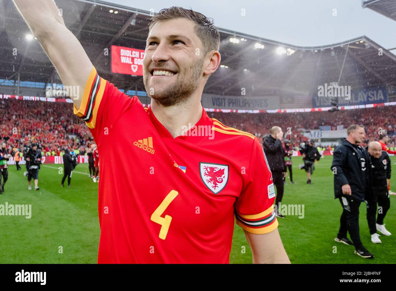 CARDIFF, WALES - 05 JUNE 2022: Wales' Ben Davies celebrates after ...