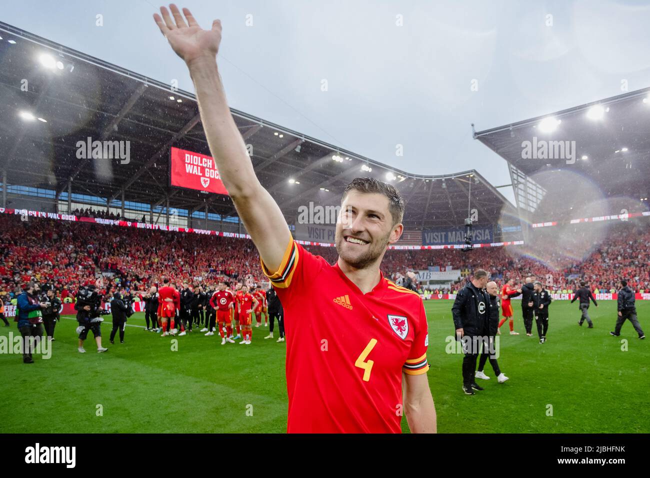 CARDIFF, WALES - 05 JUNE 2022: Wales' Ben Davies celebrates after ...