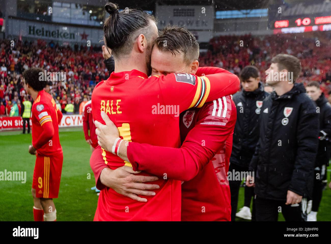 CARDIFF, WALES - 05 JUNE 2022: Wales' Gareth Bale and Wales' Chris ...