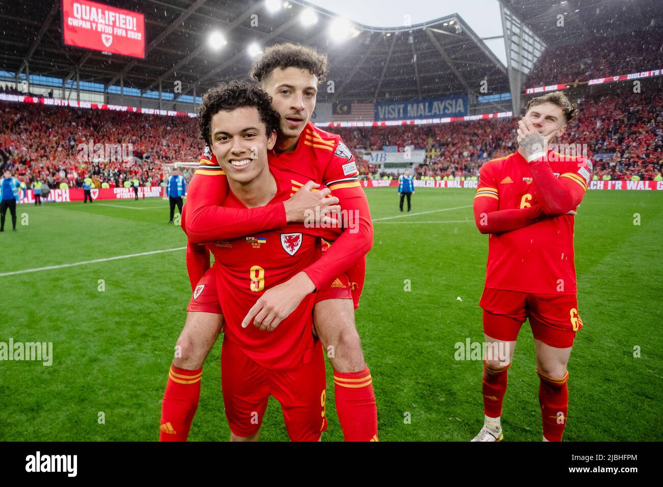 CARDIFF, WALES - 05 JUNE 2022: Wales' Ethan Ampadu and Wales' Brennan ...