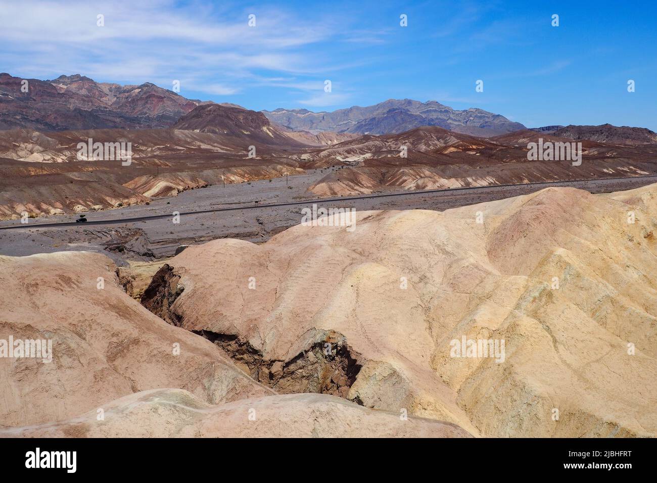 View from Zabriskie Point in Amargosa range in the Death Valley ...