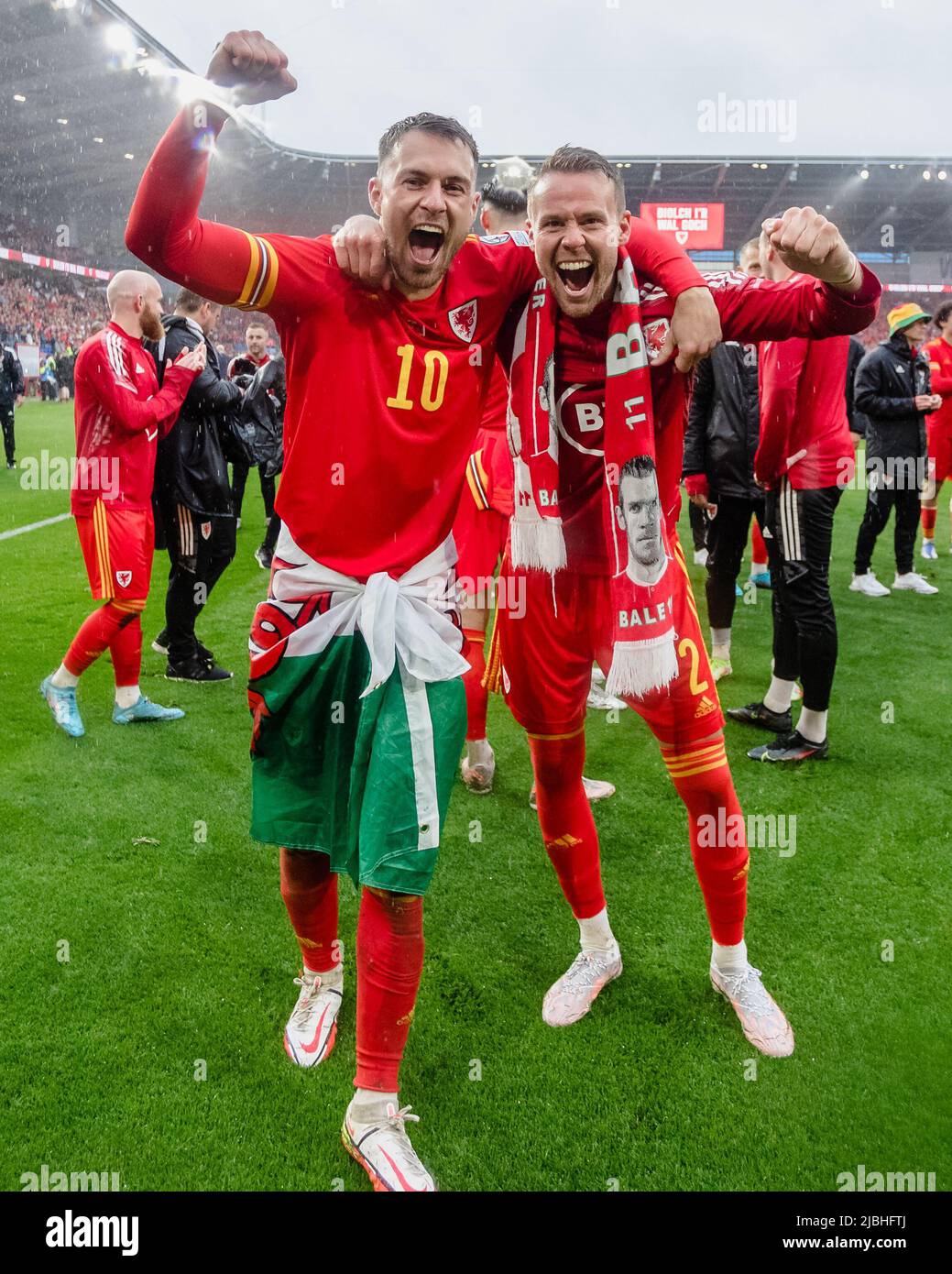 CARDIFF, WALES - 05 JUNE 2022: Wales' Aaron Ramsey and Wales' Chris ...