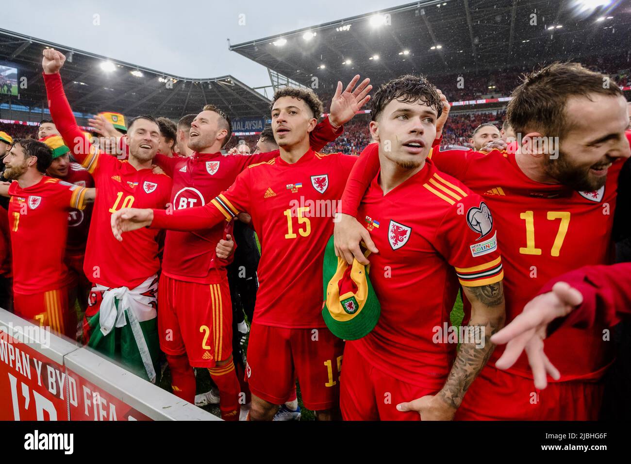 CARDIFF, WALES - 05 JUNE 2022: Wales' Aaron Ramsey, Wales' Chris Gunter ...