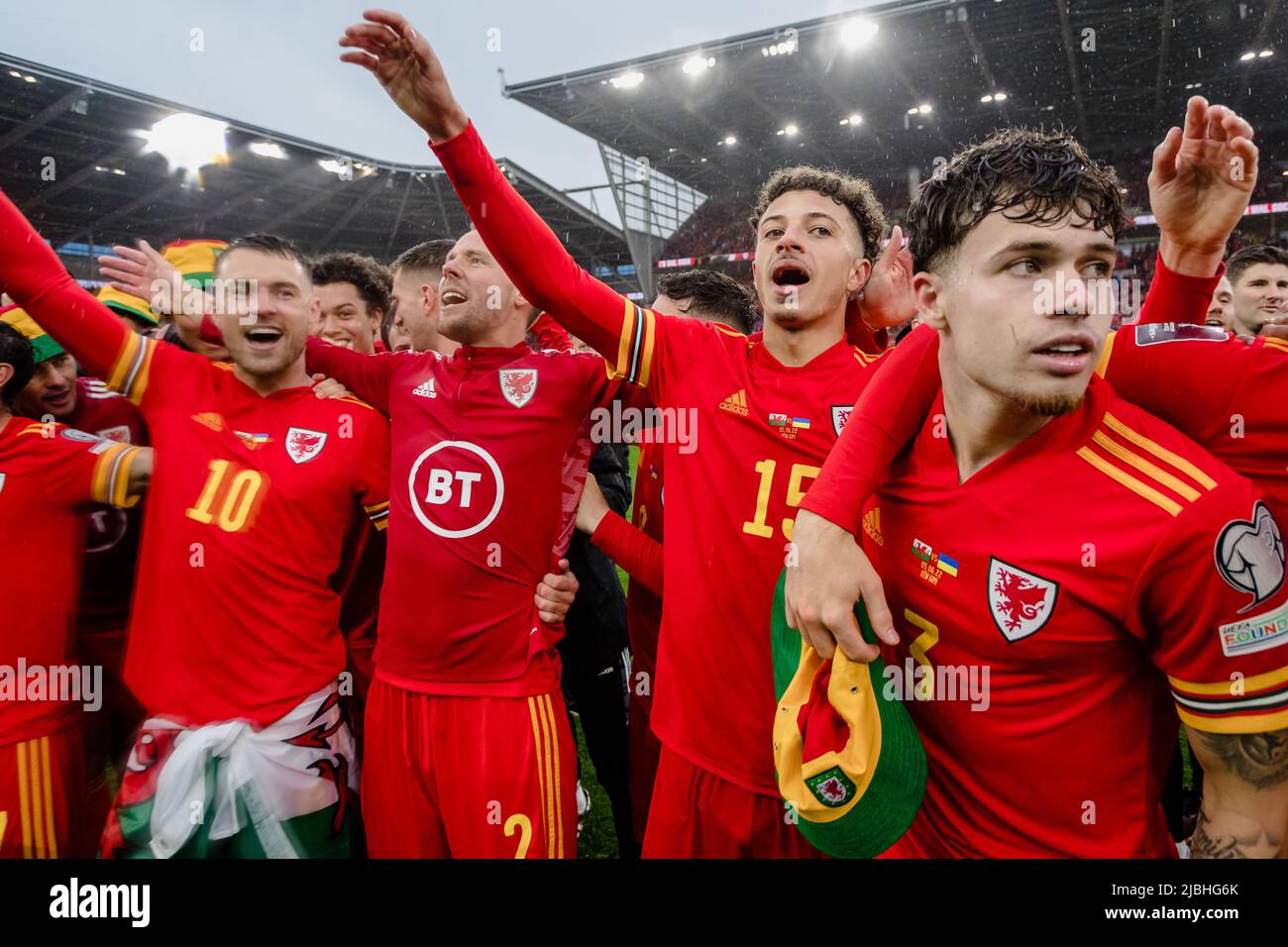CARDIFF, WALES - 05 JUNE 2022: Wales' Aaron Ramsey, Wales' Chris Gunter ...