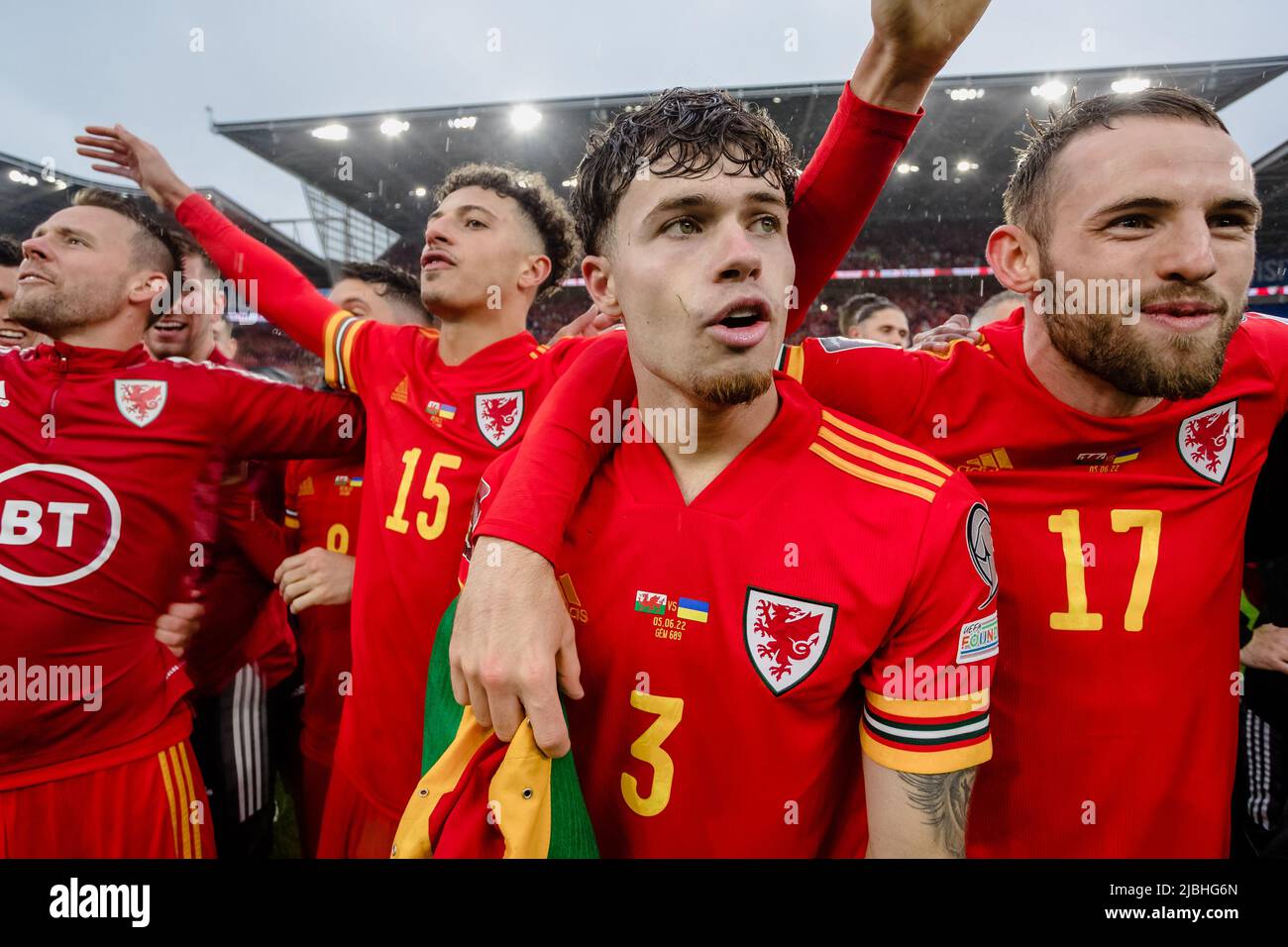 CARDIFF, WALES - 05 JUNE 2022: Wales' Ethan Ampadu, Wales' Neco ...