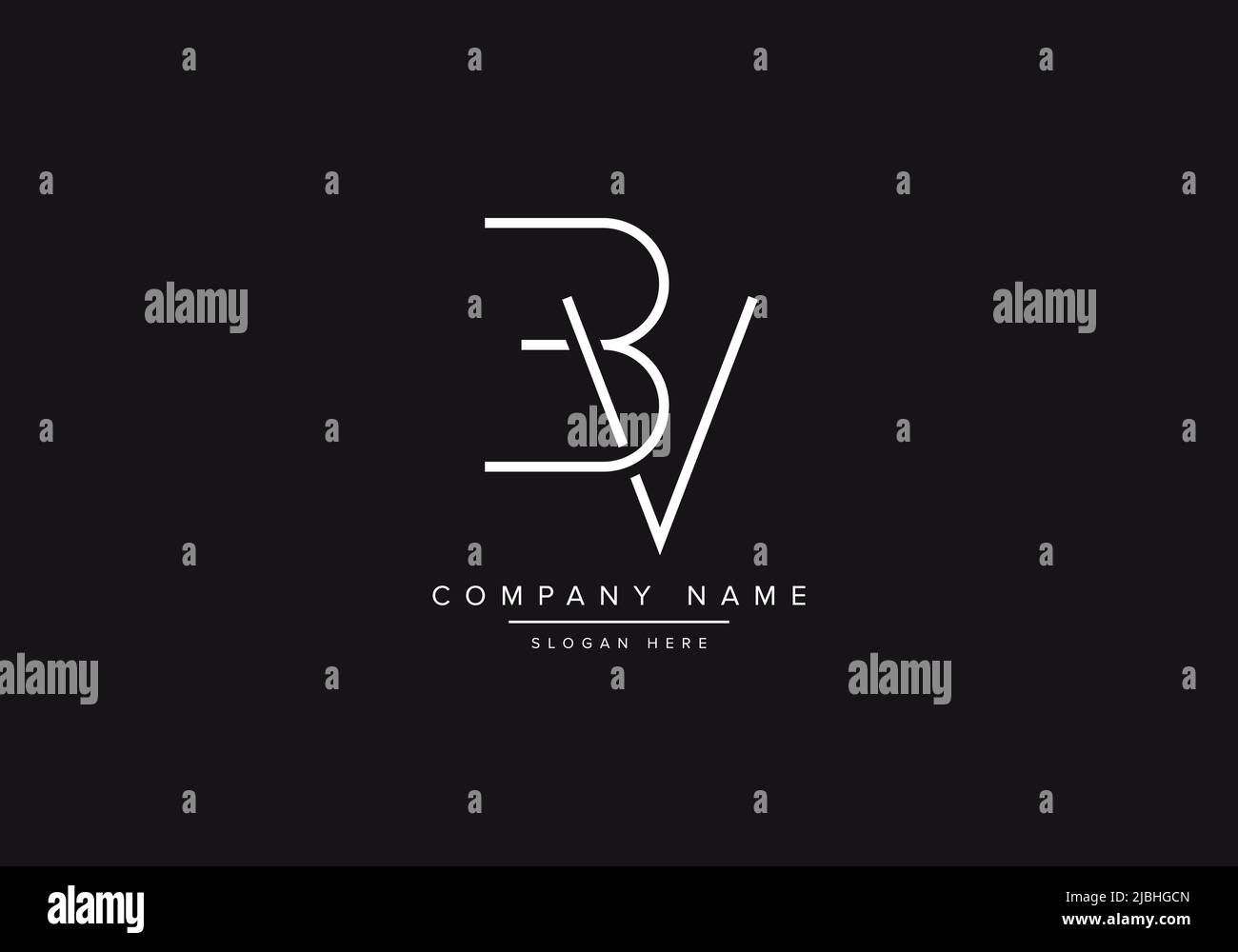 Initial BV alphabet line art logo design of vector Stock Vector Image ...