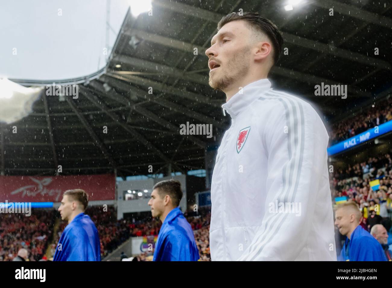 CARDIFF, WALES - 05 JUNE 2022: Wales' Kieffer Moore during he 2022 FIFA ...
