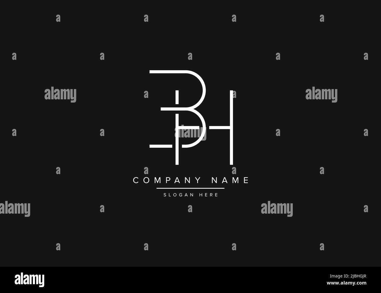Initial BH alphabet line art logo design of vector Stock Vector Image ...