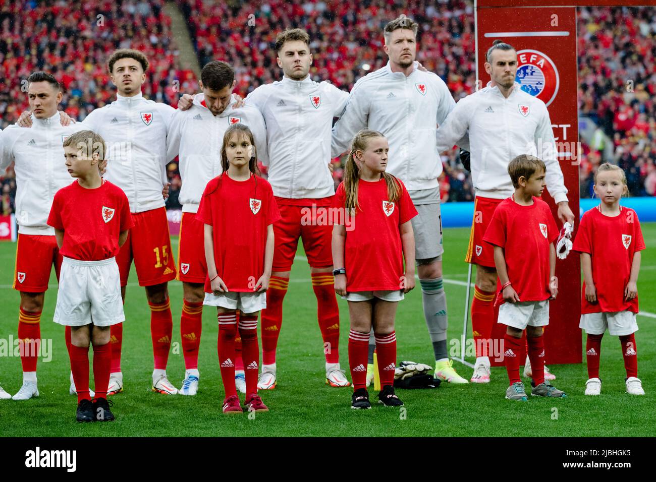 CARDIFF, WALES - 05 JUNE 2022: Wales' Connor Roberts, Wales' Ethan ...