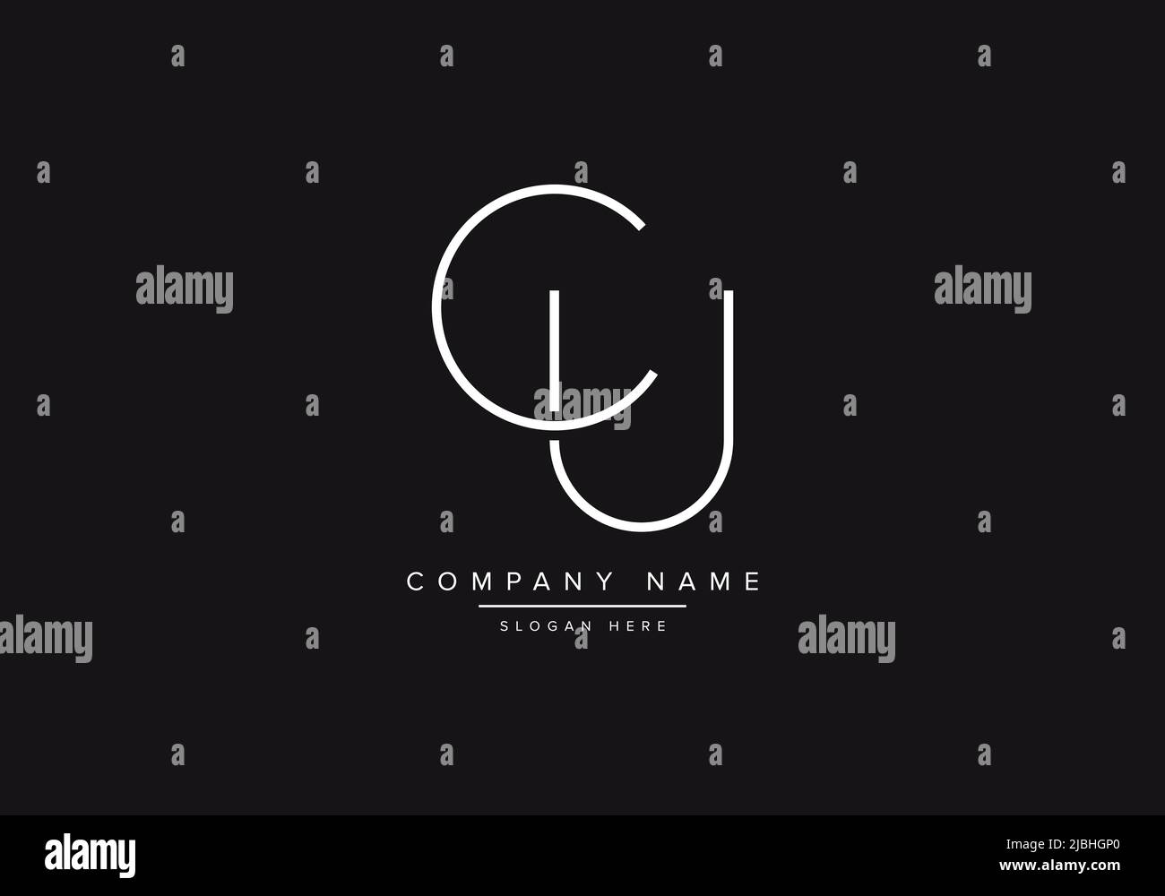 Initial CU alphabet line art logo design of vector Stock Vector Image ...