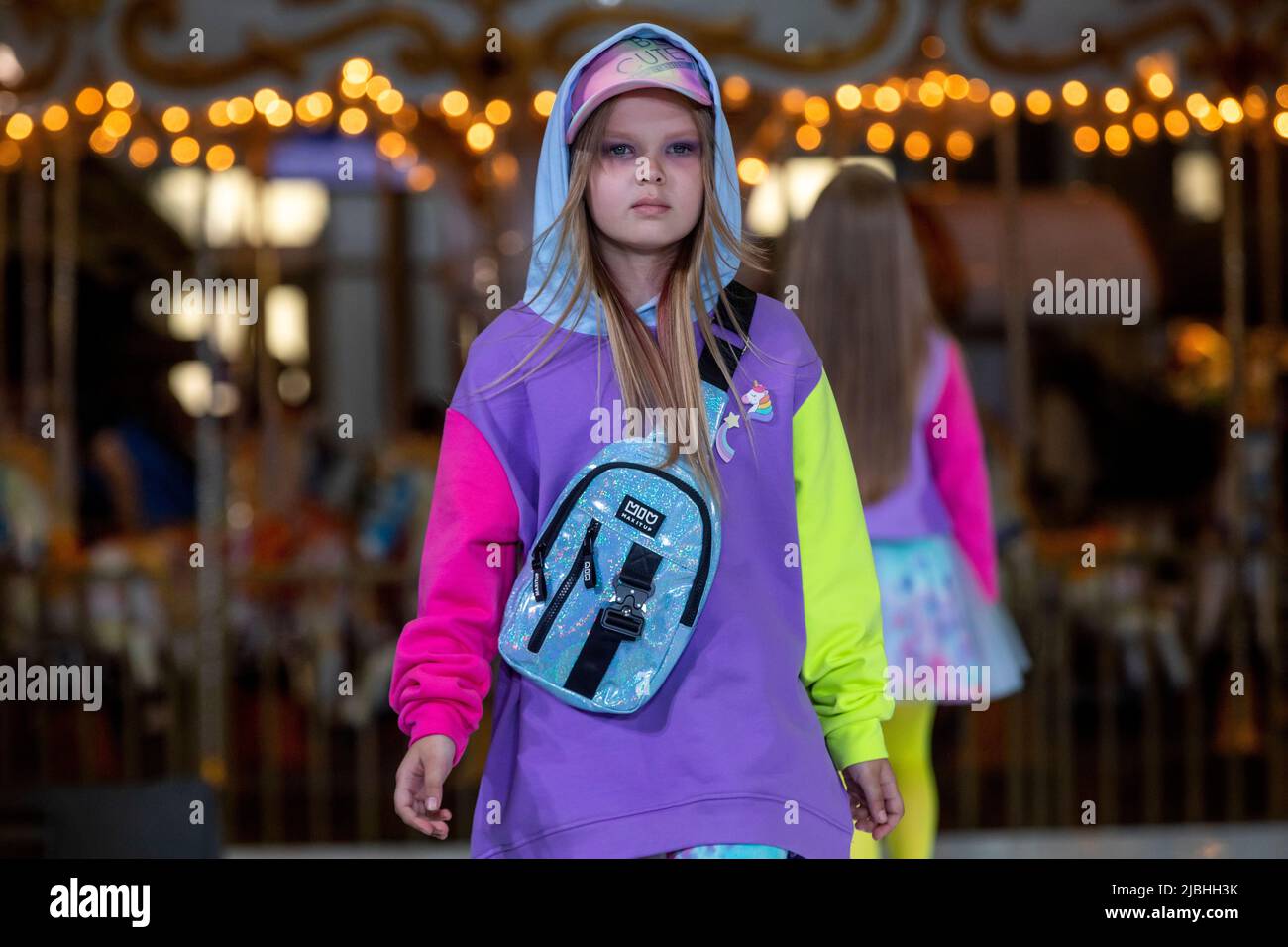 Moscow, Russia. 5th of June, 2022. Young models show children's ...