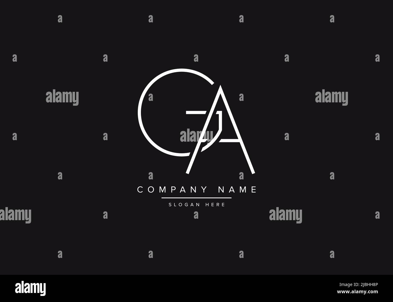 Initial GA alphabet line art logo design of vector Stock Vector Image ...