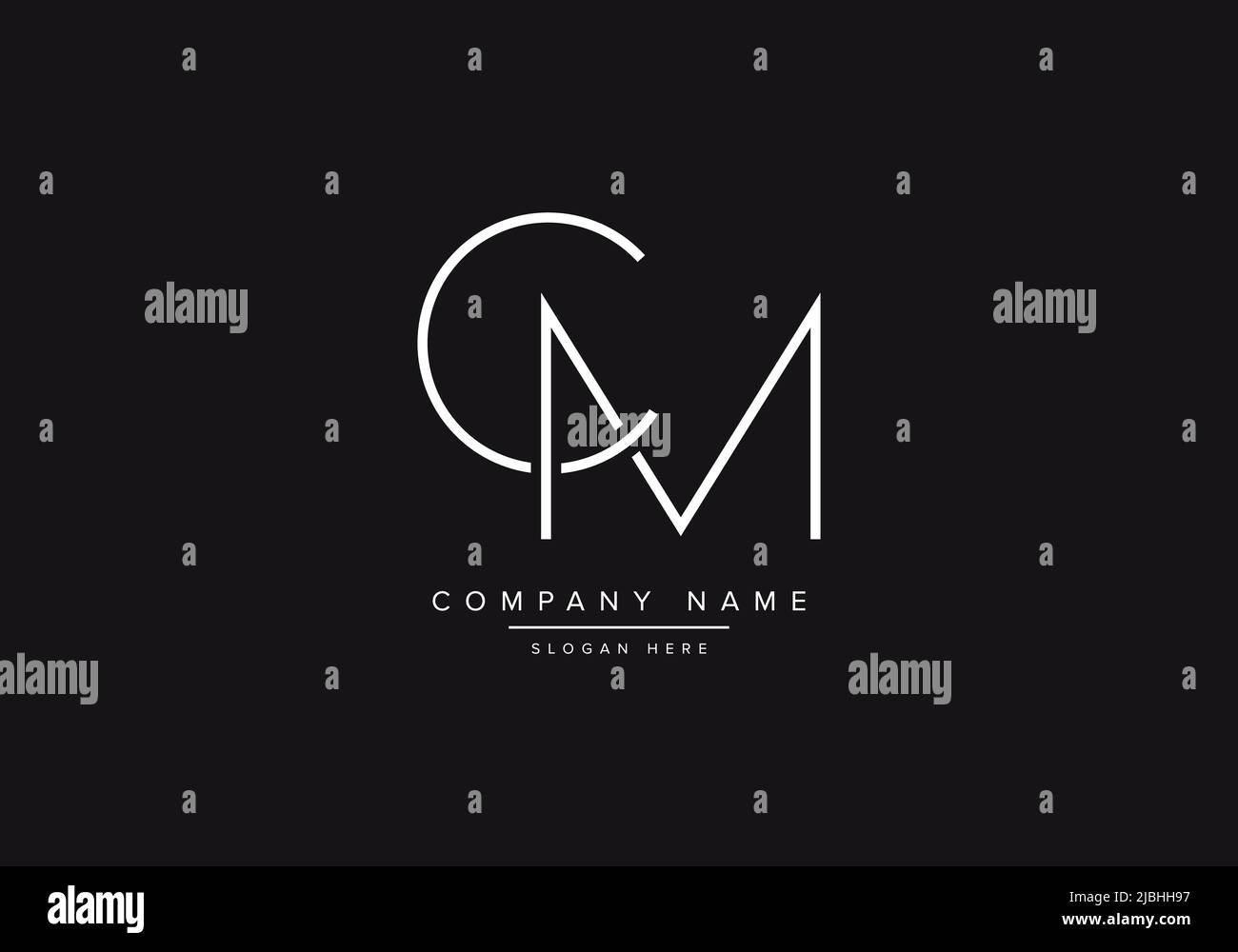 Initial CM alphabet line art logo design of vector Stock Vector Image ...