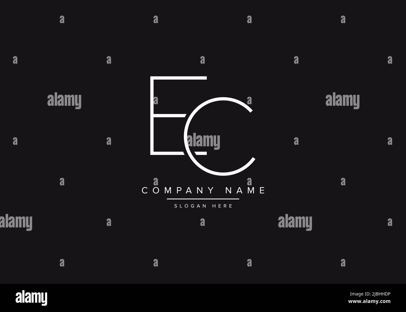 Initial EC alphabet line art logo design of vector Stock Vector Image ...