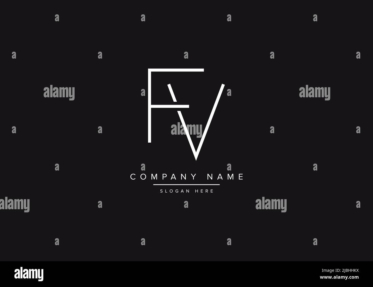 Initial FV alphabet line art logo design of vector Stock Vector Image ...