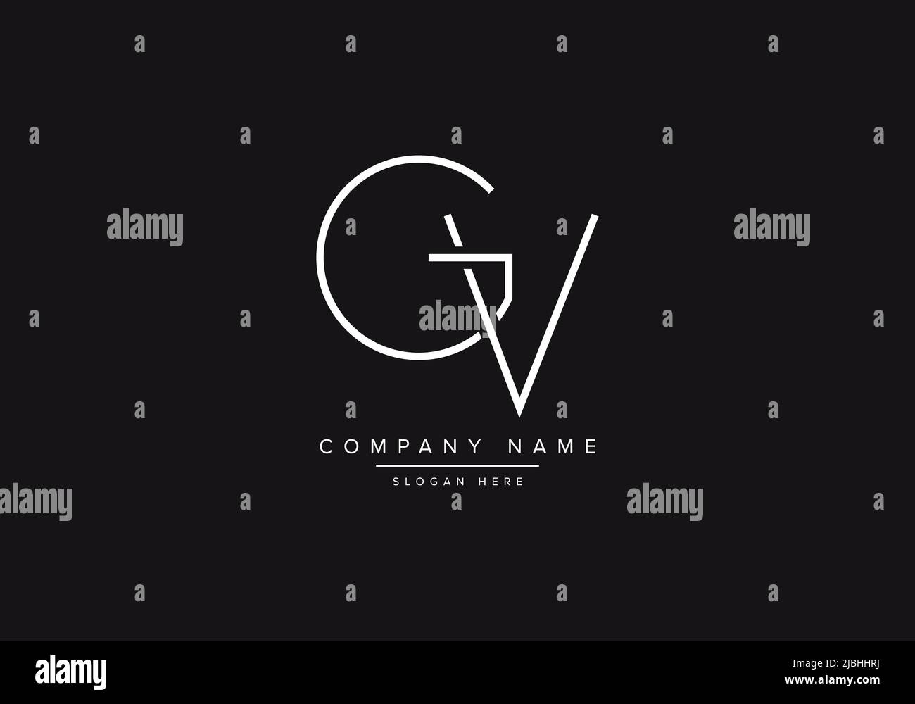 Initial GV alphabet line art logo design of vector Stock Vector Image ...