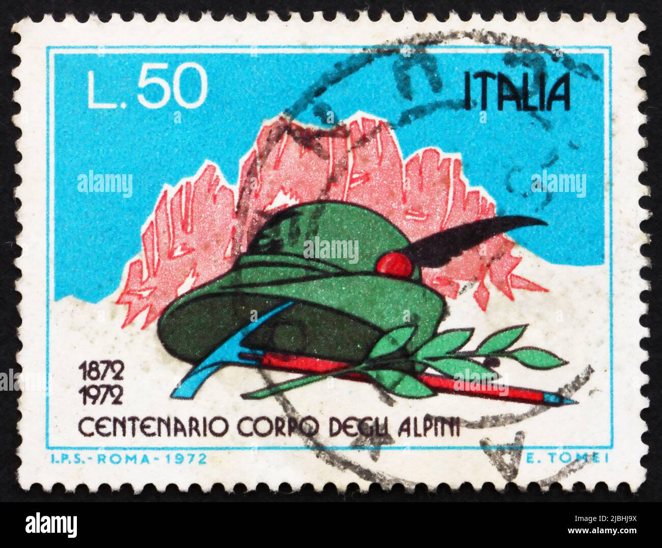 ITALY - CIRCA 1972: a stamp printed in the Italy shows Mountains ...