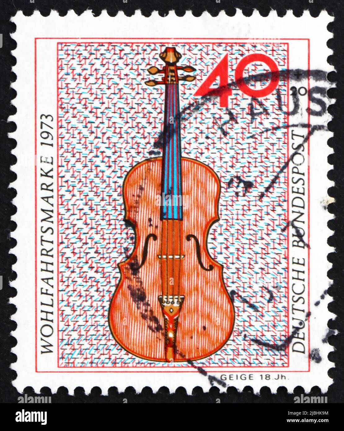 GERMANY - CIRCA 1973: a stamp printed in the Germany shows Violin, 18th ...