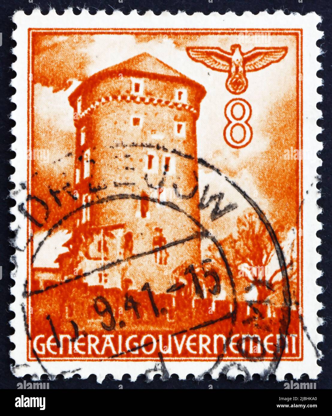 POLAND - CIRCA 1940: a stamp printed in the Poland under German ...