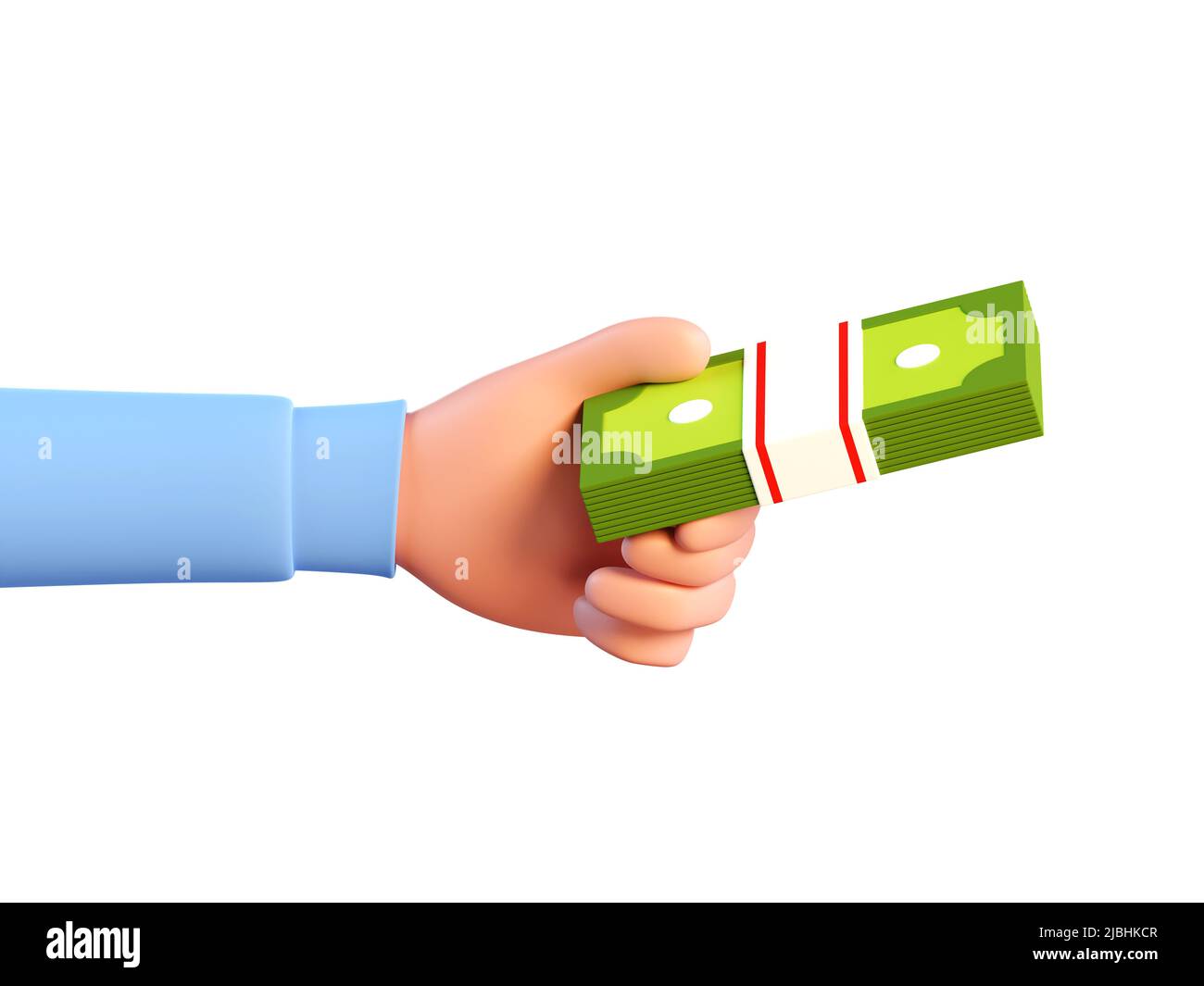 3d hand holds out wad of cash Stock Photo - Alamy