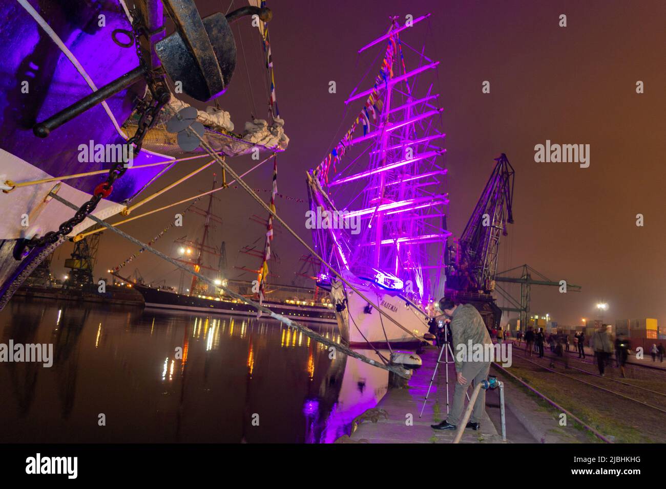 Spectacular illuminated sailing ships of Tall ships Regatta 2014 ...
