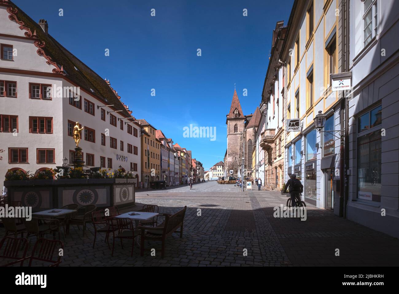 ANSBACH, GERMANY APRIL 19, 2022. View in the historical town of Ansbach ...