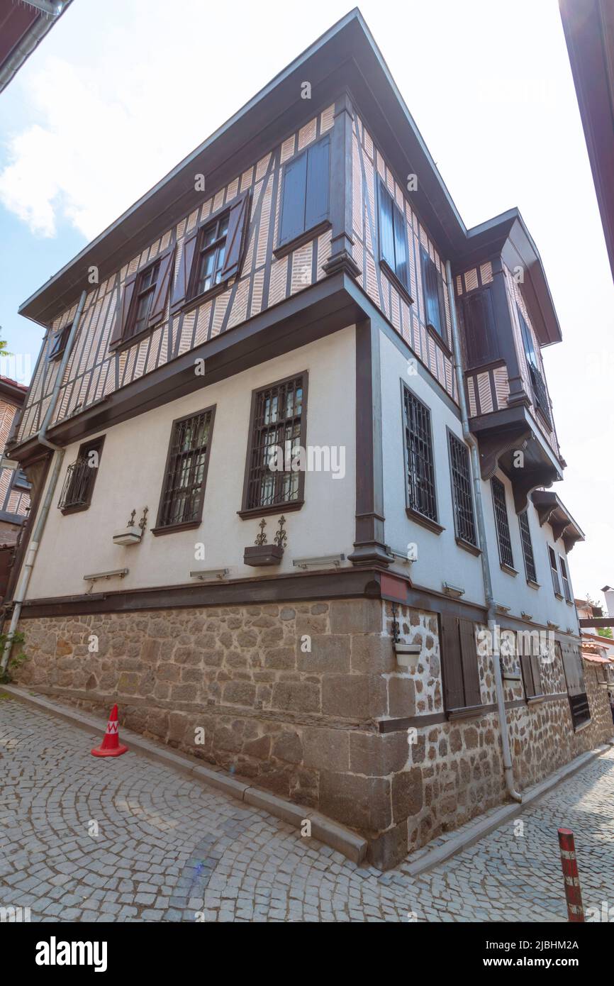 Traditional Turkish house in Ankara Castle. Ottoman architecture ...